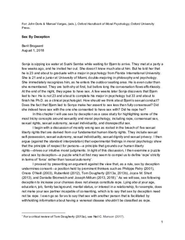 Pdf Sex By Deception