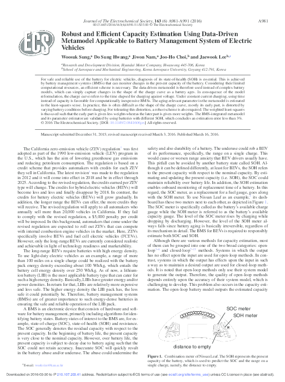 Pdf Robust And Efficient Capacity Estimation Using Data Driven Metamodel Applicable To Battery