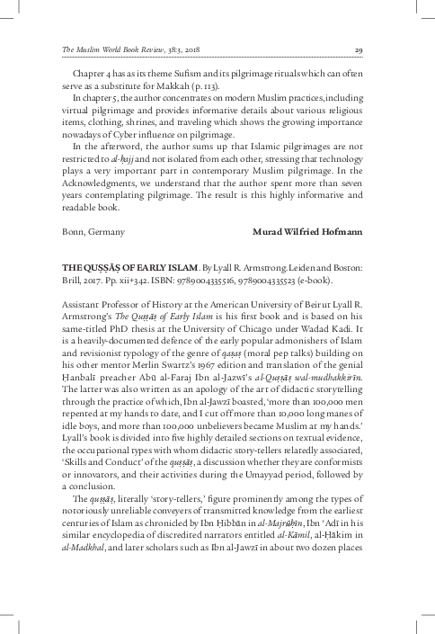 (PDF) Haddad Review of Lyall Armstrong, The Qussas of Early Islam