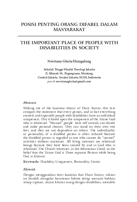 (PDF) POSISI PENTING ORANG DIFABEL DALAM MASYARAKAT | THE IMPORTANT ...