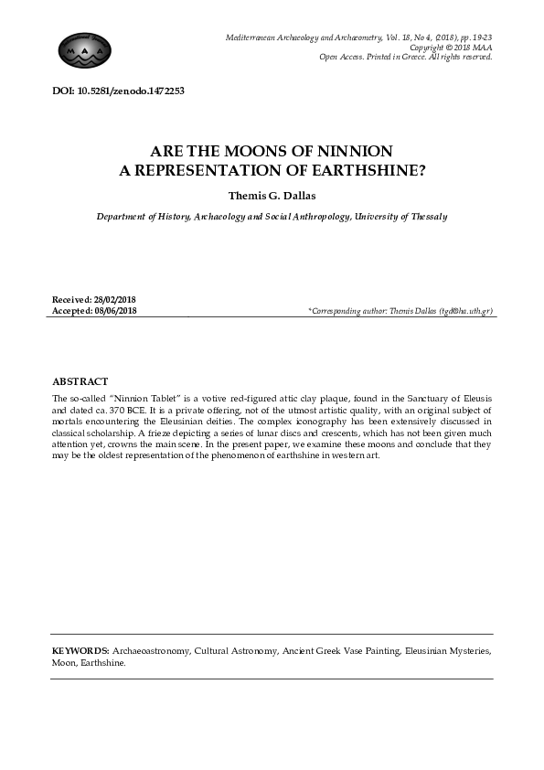 (PDF) Are the Moons of Ninnion a Representation of Earthshine?