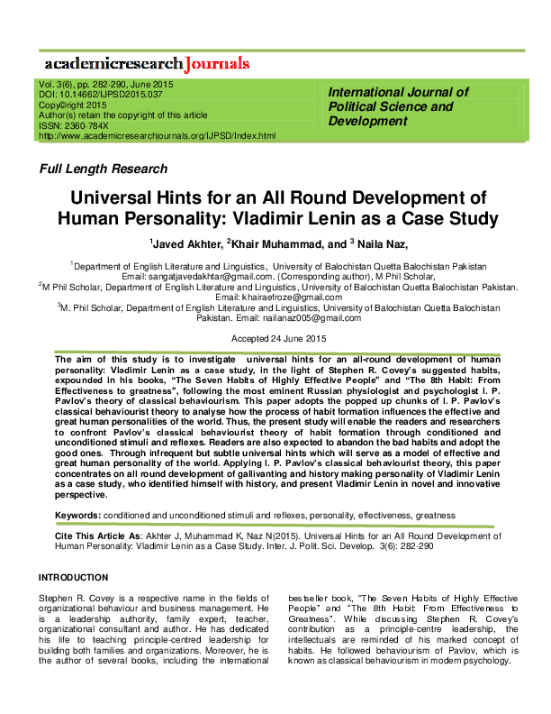 (PDF) Universal Hints for an All Round Development of Human Personality ...