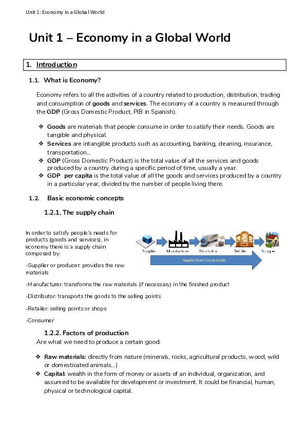 (PDF) Unit 1 – Economy in a Global World