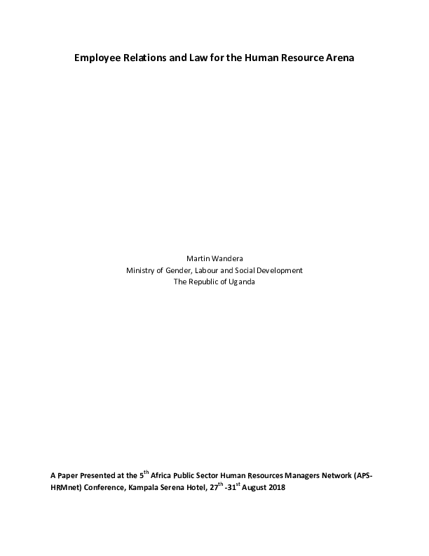 (PDF) Employee Relations and Law for the Human Resource Arena