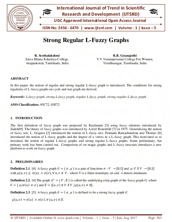 (PDF) Strong Regular L-Fuzzy Graphs