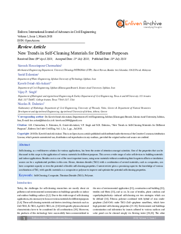 (PDF) New Trends in Self-Cleaning Materials for Different Purposes ...