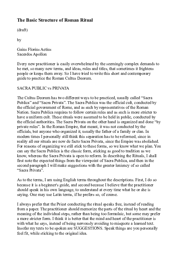 (PDF) The Basic Structure of Roman Ritual