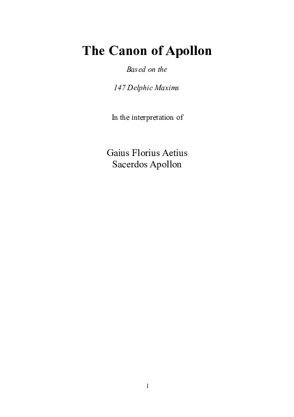 (PDF) The 147 Delphic Maxims - Commented