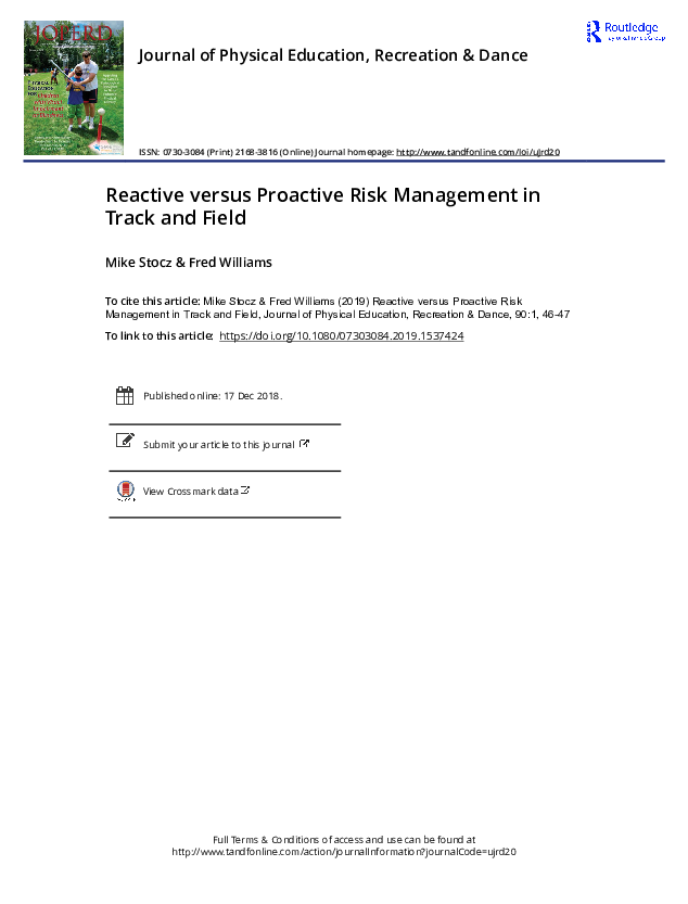 (PDF) Risk Management in Track and Field