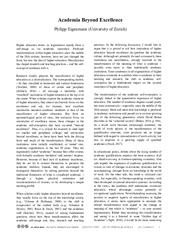 (PDF) Academia Beyond Excellence