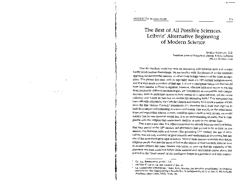 (PDF) The Best of All Possible Sciences: Leibniz’ Alternative Beginning ...