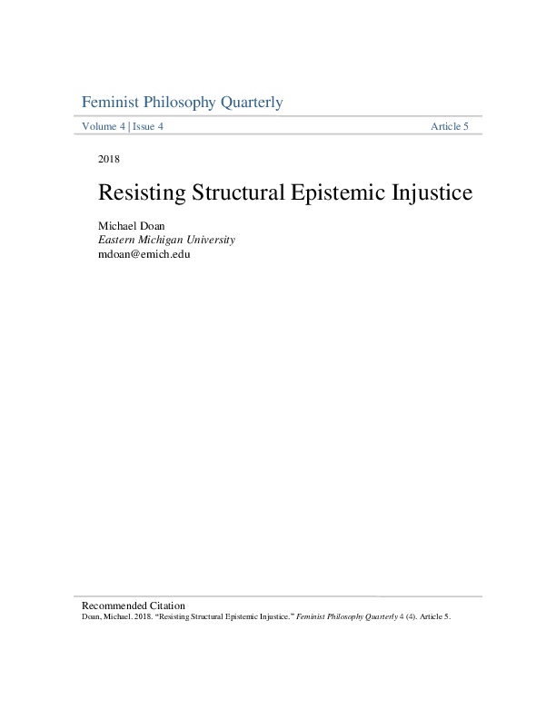 (PDF) Resisting Structural Epistemic Injustice