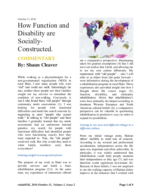 (PDF) How Function and Disability are Socially Constructed