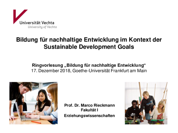 (PDF) Bildung für nachhaltige Entwicklung im Kontext der Sustainable Development Goals
