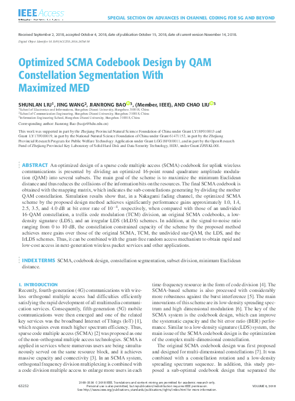 (PDF) SPECIAL SECTION ON ADVANCES IN CHANNEL CODING FOR 5G AND BEYOND ...