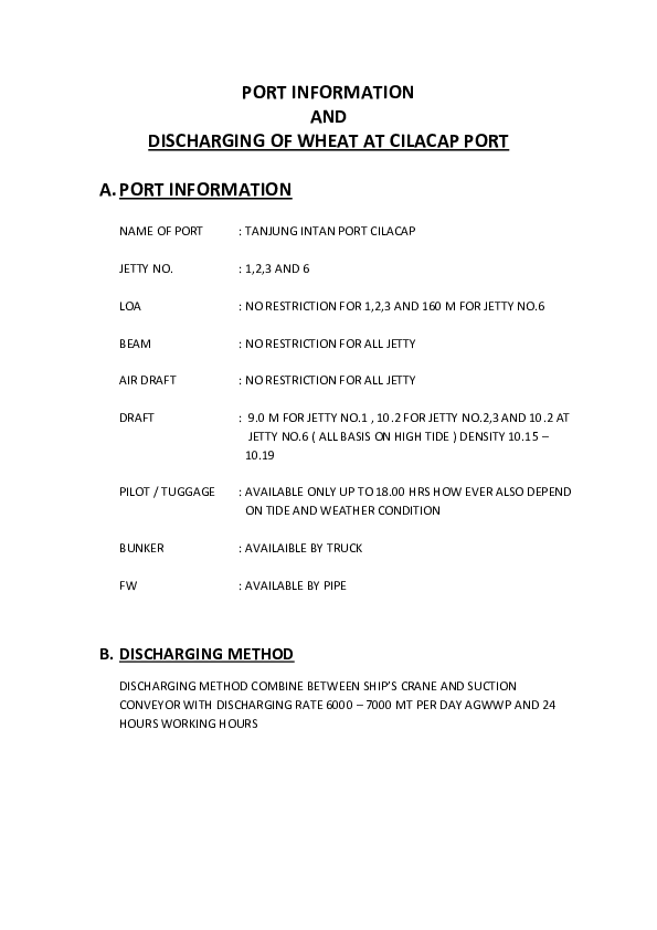 (PDF) PORT INFORMATION AND DISCHARGING OF WHEAT AT CILACAP PORT