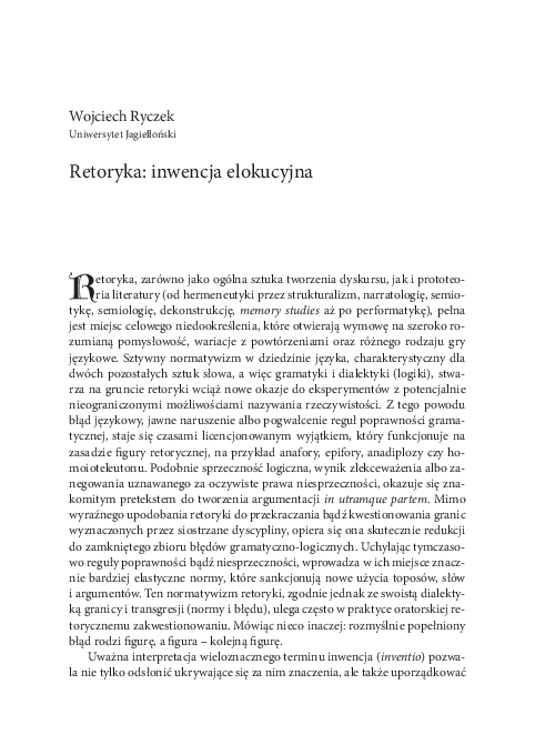 (PDF) Retoryka: inwencja elokucyjna [Rhetoric: elocutionary invention]