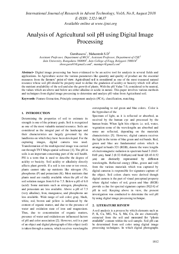 (PDF) Analysis of Agricultural soil pH using Digital Image Processing