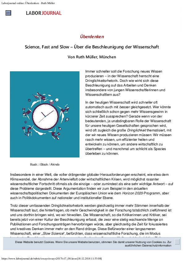 (PDF) Science, Fast and Slow – Über die Beschleunigung der Wissenschaft.
