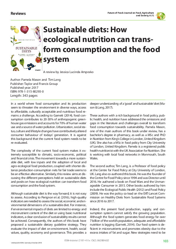 (PDF) Sustainable diets: How ecological nutrition can trans- form ...
