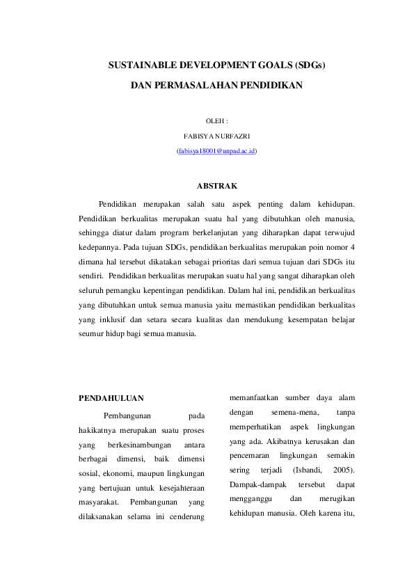 (DOC) SUSTAINABLE DEVELOPMENT GOALS (SDGs)