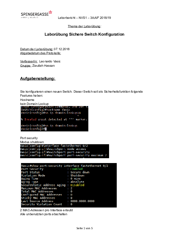 (DOC) Laborübung Sichere Switch Konfiguration | shshhd dhsgsg ...