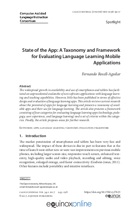 Pdf State Of The App A Taxonomy And Framework For Evaluating