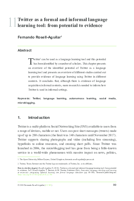 (PDF) Twitter as a formal and informal language learning tool: from ...