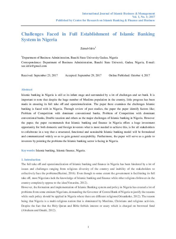 (PDF) Challenges Faced in Full Establishment of Islamic Banking System ...