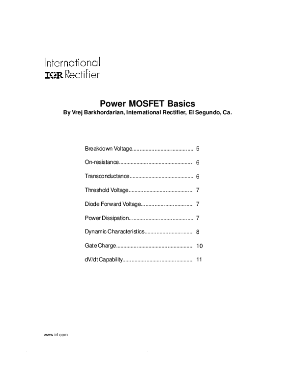 (PDF) Power MOSFET Basics