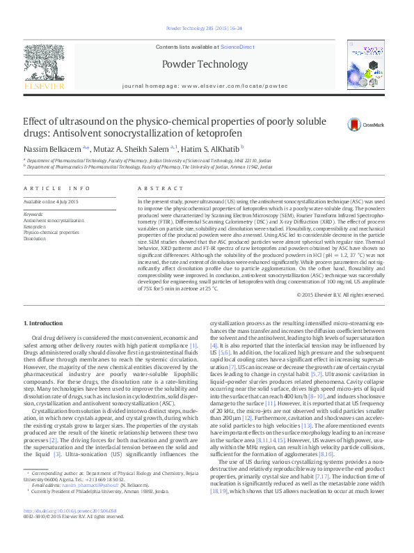 (PDF) Effect of ultrasound on the physico-chemical properties of poorly soluble drugs ...