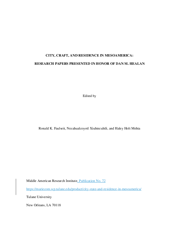 (DOC) City, Craft, and Residence in Mesoamerica: Research Papers ...