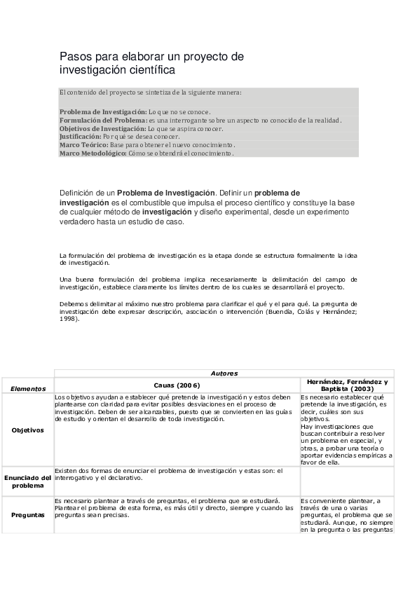 (DOC) Pasos para elaborar un proyecto de investigación científica