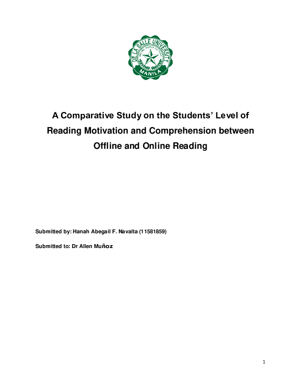 (DOC) A Comparative Study on the Students' Level of Reading Motivation ...