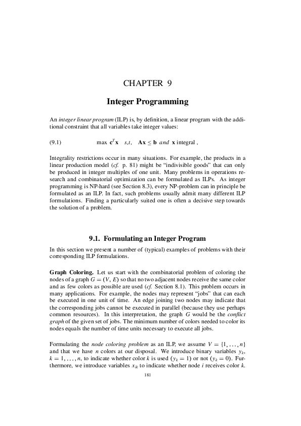 (PDF) Integer Programming