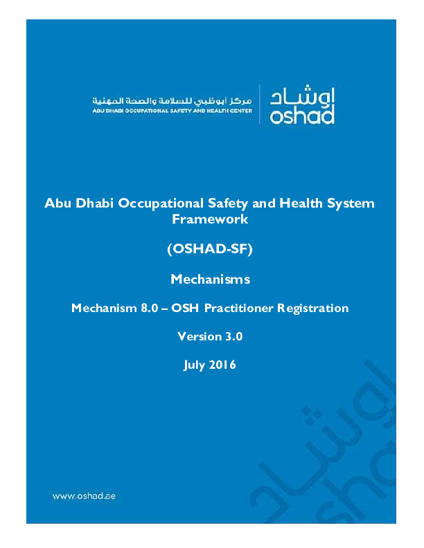 (PDF) Abu Dhabi Occupational Safety and Health System Framework (OSHAD-SF) Mechanisms Mechanism ...