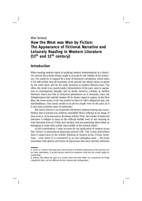 (PDF) How the West was Won by Fiction: The Appearance of Fictional ...