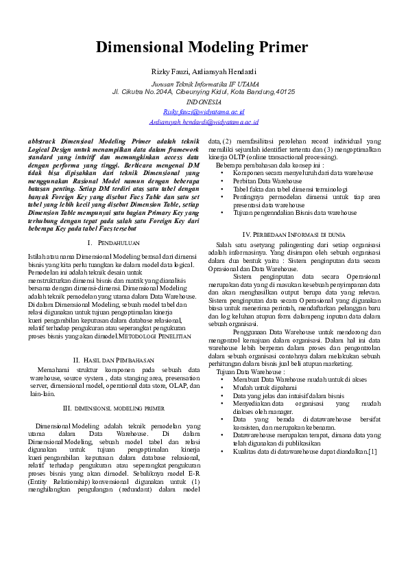 (DOC) Dimensional Modeling Primer