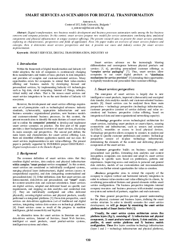 (PDF) SMART SERVICES AS SCENARIOS FOR DIGITAL TRANSFORMATION