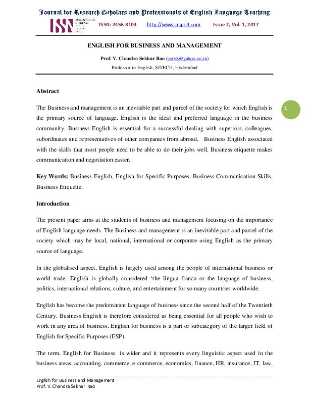 (PDF) English for Business and Management ENGLISH FOR BUSINESS AND ...