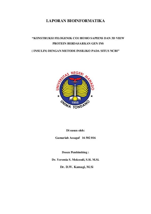 Doc Laporan Bioinformatika Konstruksi Filogenik Co1 Homo Sapiens Dan