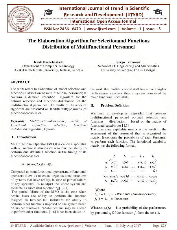 Pdf The Elaboration Algorithm For Selection And Functions