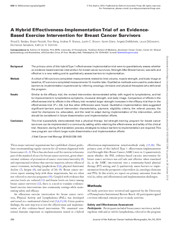 (PDF) A Hybrid Effectiveness-Implementation Trial of an Evidence- Based ...