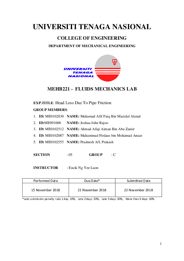 (DOC) UNIVERSITI TENAGA NASIONAL COLLEGE OF ENGINEERING DEPARTMENT OF MECHANICAL ENGINEERING ...