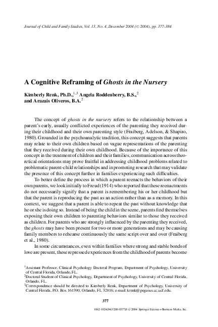 Pdf A Cognitive Reframing Of Ghosts In The Nursery