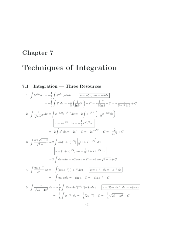 (PDF) Techniques of Integration 7.1 Integration -Three Resources ...