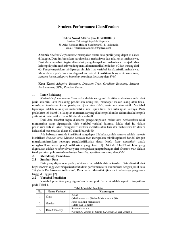 (DOC) Student Performance Classification