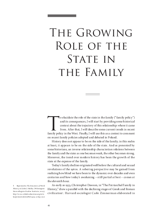 (PDF) The Growing Role of the State in the Family