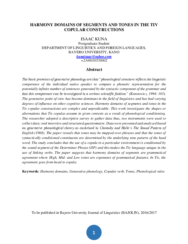(DOC) HARMONY DOMAINS OF SEGMENTS AND TONES IN THE TIV COPULAR ...