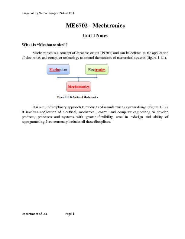 (DOC) Mechatronics Notes.doc
